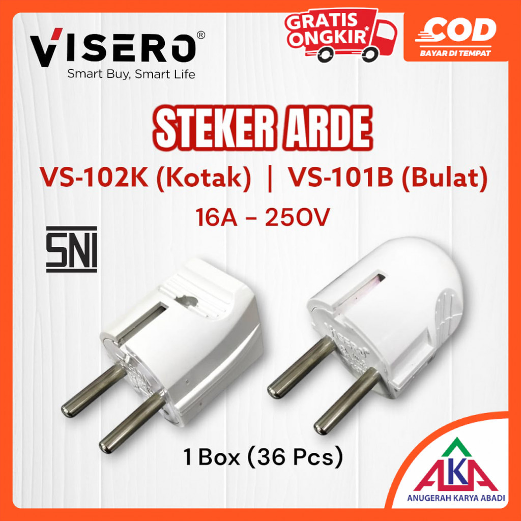 Jual Steker / Colokan Listrik VISERO Arde 16A Kotak / Bulat SNI Putih ...