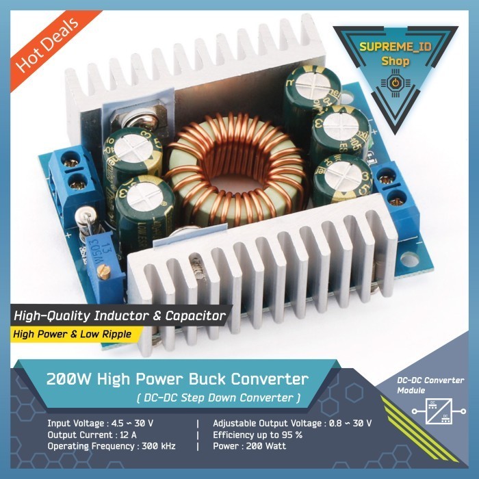 Jual 200W High Power DC-DC Step Down Buck Converter | 12A | Shopee ...