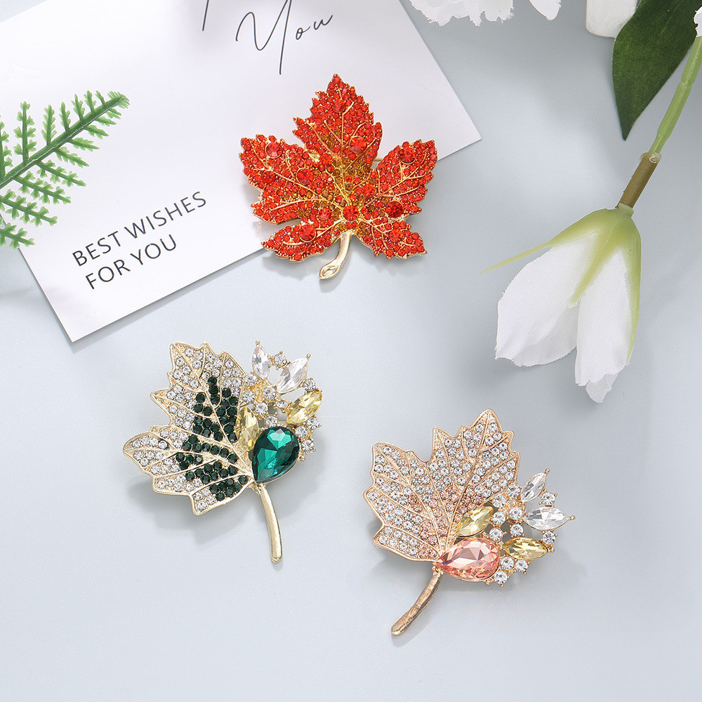 Jual Bros berlian imitasi daun maple kristal mode baru kelas atas, pin ...