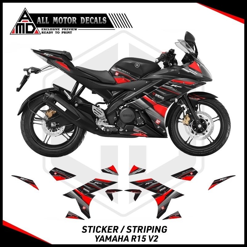 Jual STICKER YAMAHA R15 V2 GRAFIS / STRIPING MOTOR R15 VERSI KE 2 ...