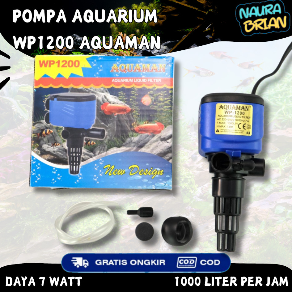 Jual POMPA AIR CELUP AQUARIUM AQUAMAN WP 1200 WP-1200 LOW WATT / WAT RENDAH | Shopee Indonesia