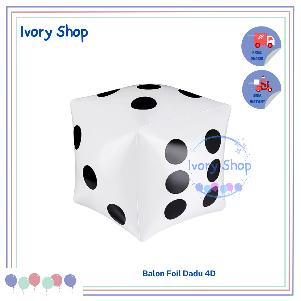 Jual Balon Foil Dadu 4D Kubus 22 inch Balon Dice Kotak Ukuran 56 cm ...
