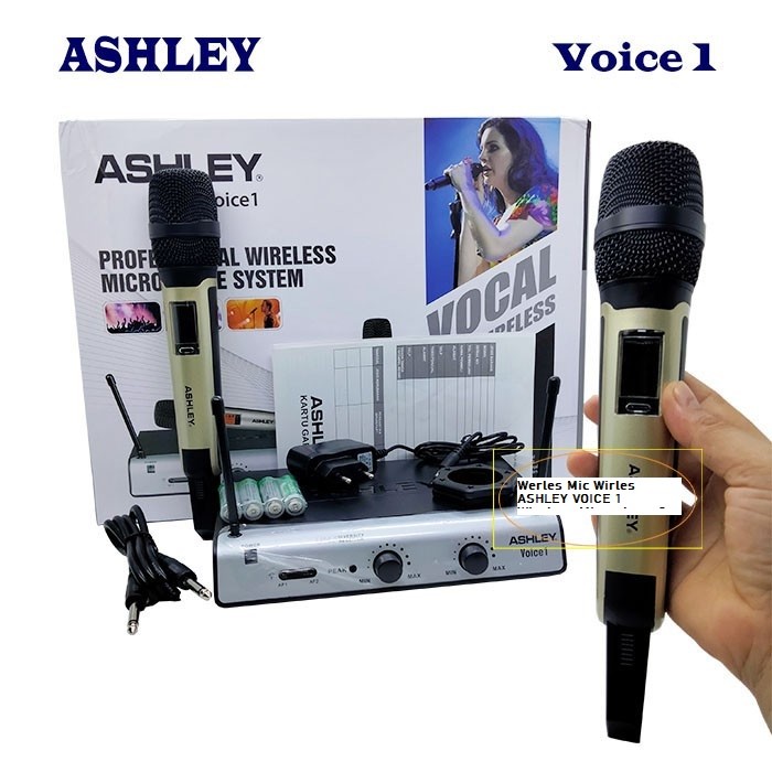 Jual Werles Mic Wirles ASHLEY VOICE 1 Wireless Microphone 2 Mik Pegang ...