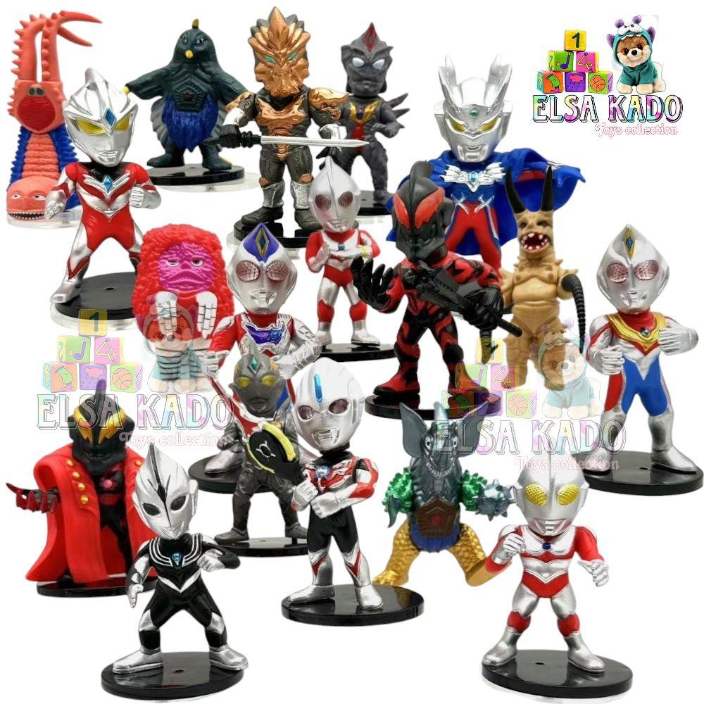 Jual Action Figure Ultraman Set 6 Chibi 10cm With Kaiju Monster Belial ...