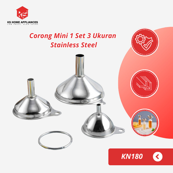 Jual KS Corong Mini 1 Set 3 Ukuran Stainless Steel Filling Funnel ...