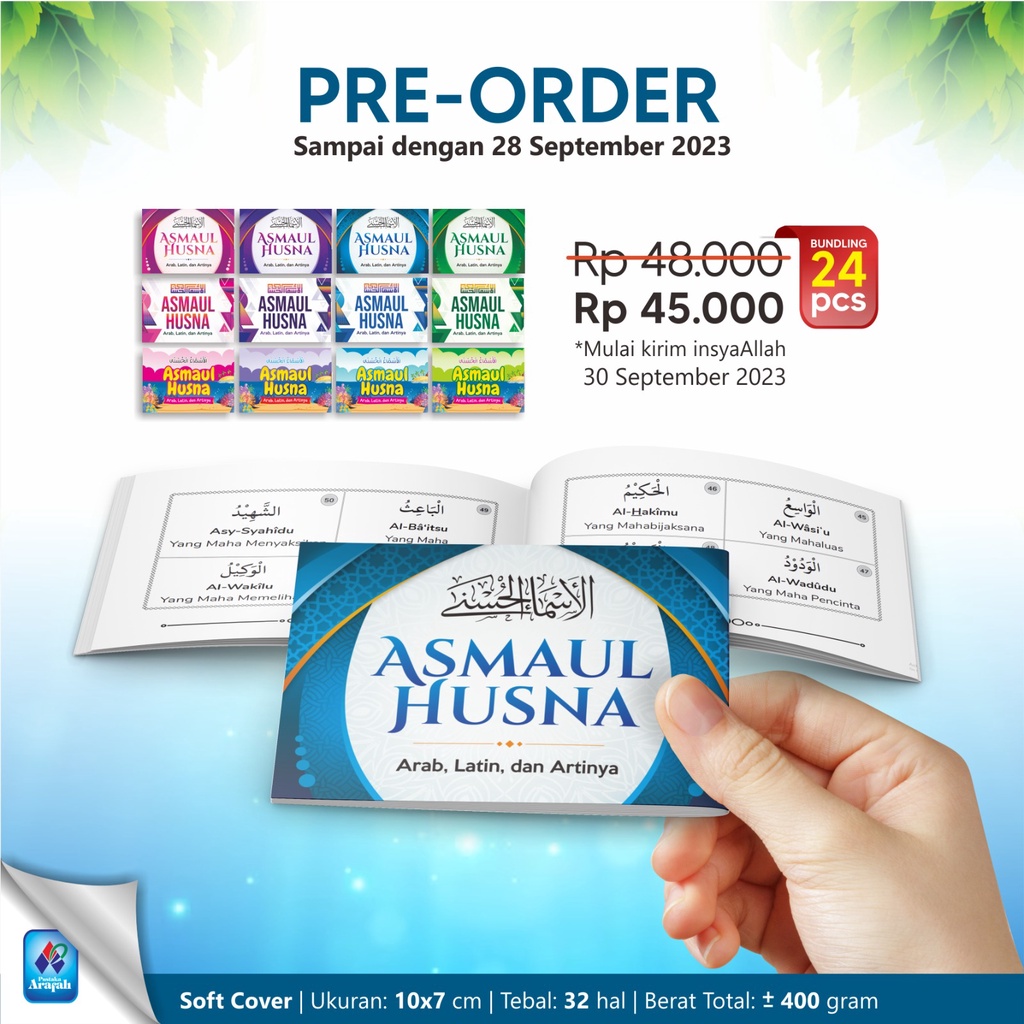 Jual Paket Bundel isi 24 Asmaul Husna Saku Pustaka Arafah | Shopee ... Jual Paket Bundel isi 24 Asmaul Husna Saku Pustaka Arafah | Shopee ...