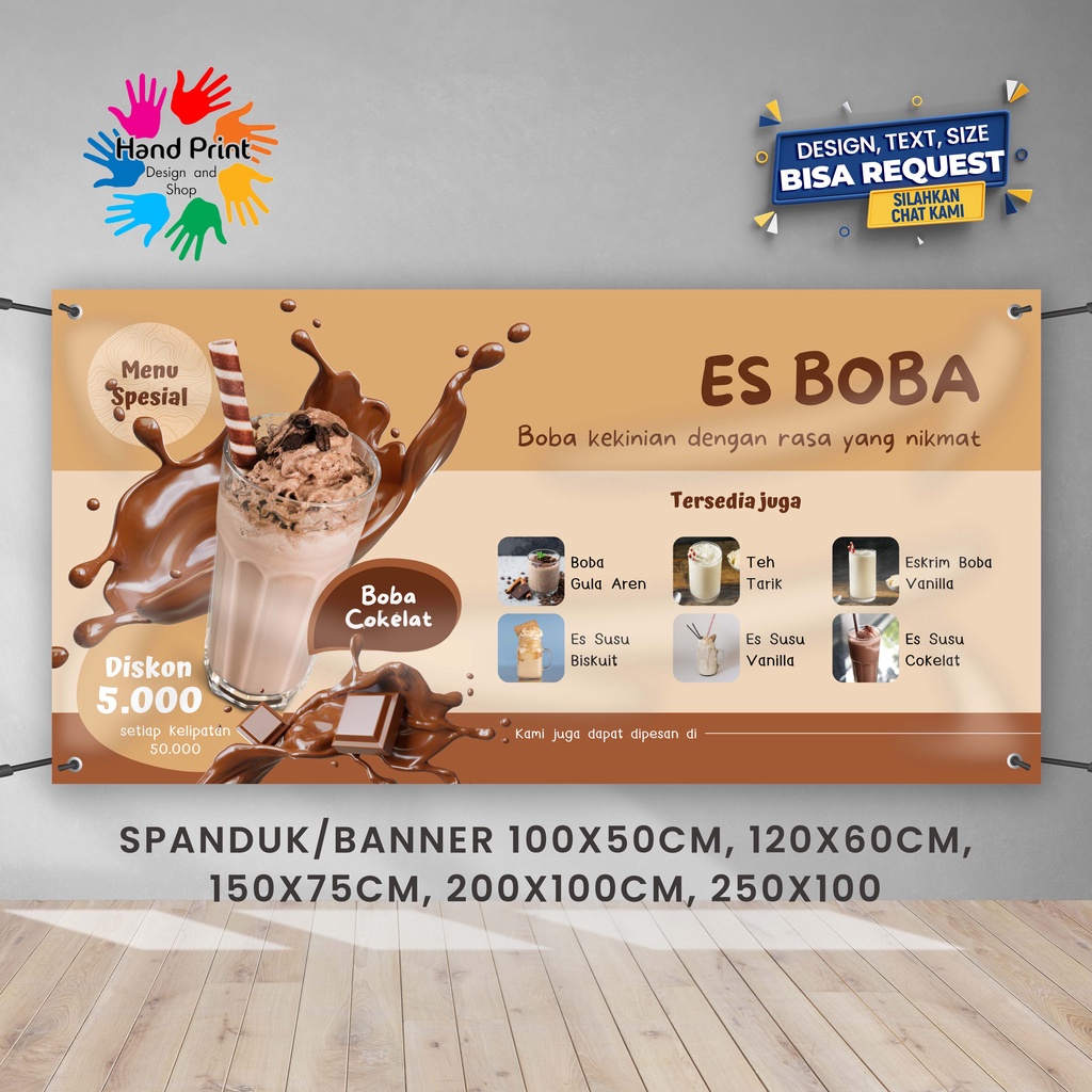 Jual SPANDUK BANNER Es Boba Coklat Susu Viral Bisa Request Desain ...