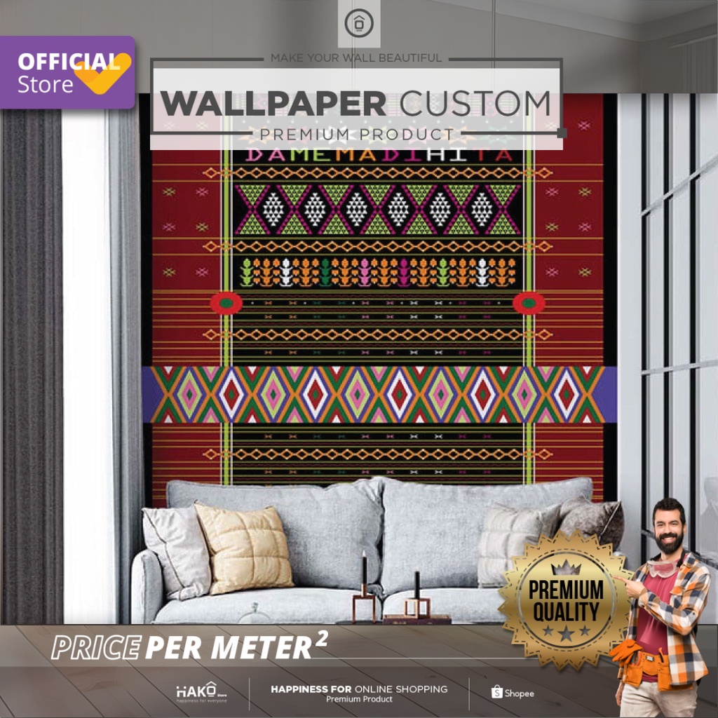 Jual Wallpaper Custom Ruang Tamu | Gambar Motif Batik dan Etnik 6.7 ...