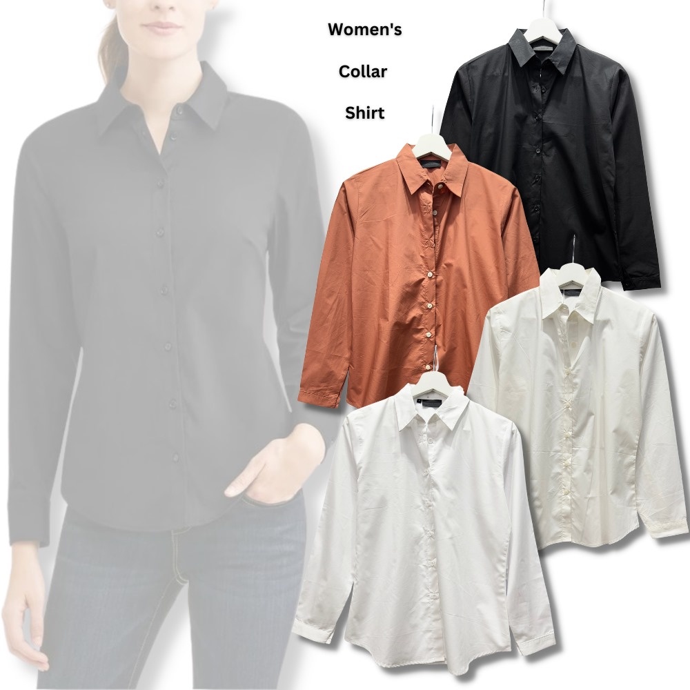 Jual Atasan Kemeja Wanita Lengan Panjang (WORTH30 COTTON BUTTON SHIRT ...