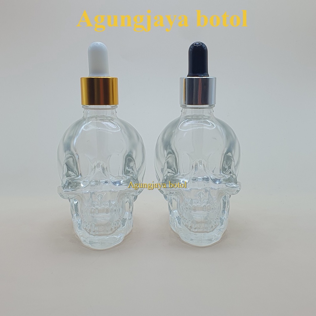 Jual Botol Kaca 120 ml Skull Tengkorak Clear Original Pipet Karet ...