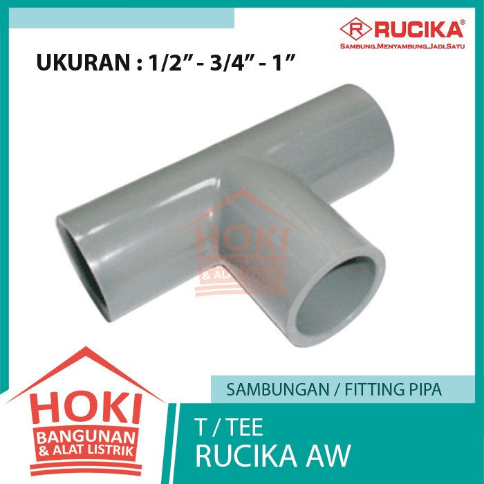 Jual TEE T 1/2" 3/4" 1" RUCIKA AW - Fitting Sambungan Pipa PVC T-Branch | Shopee Indonesia