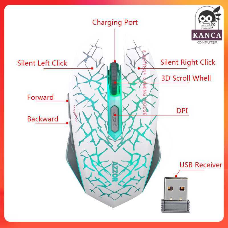 Jual AZZOR Wireless Gaming Mouse RGB Silent 2400 DPI - M6 | Shopee Indonesia