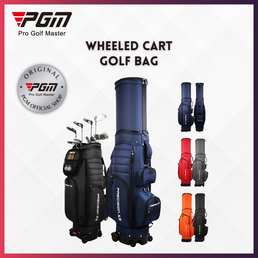 Jual PGM Tas Golf Wheeled Cart Bag 4 Wheel Retractable Cap Tas Stik ...