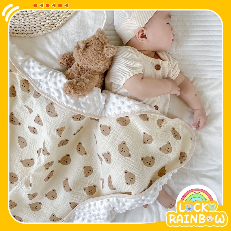 Jual selimut bayi newborn teddy bear / blanket on the go / Swaddle 100*110CM | Shopee Indonesia