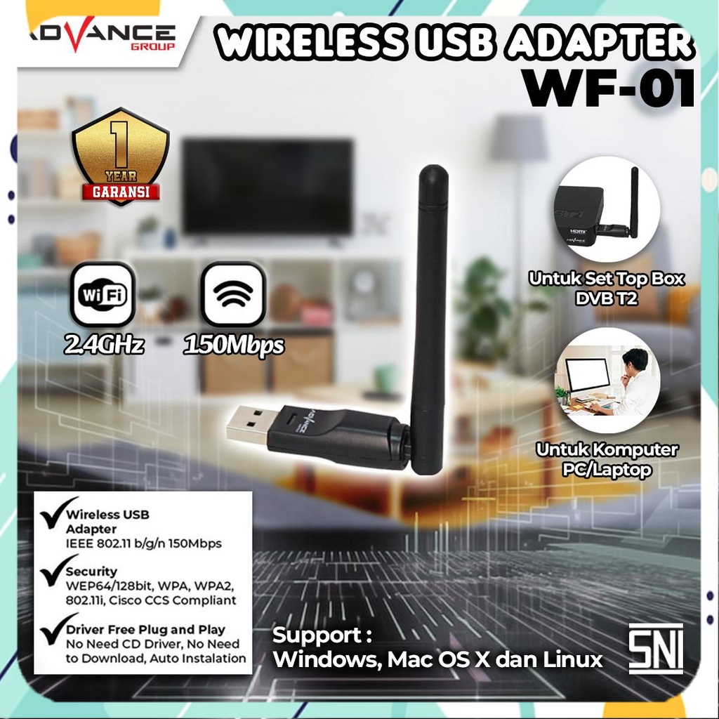 Jual Advance USB Alat Device Dongle Wifi Portable Wireless Adapter Receiver WF-01 Komputer PC ...