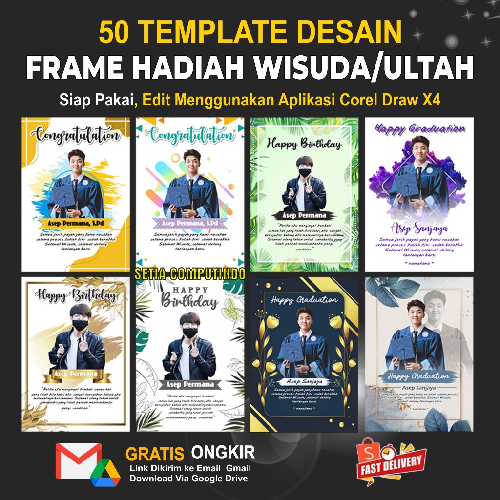 Jual Template Desain Figura Pigura Frame Hadiah Wisuda Ulang Tahun ...
