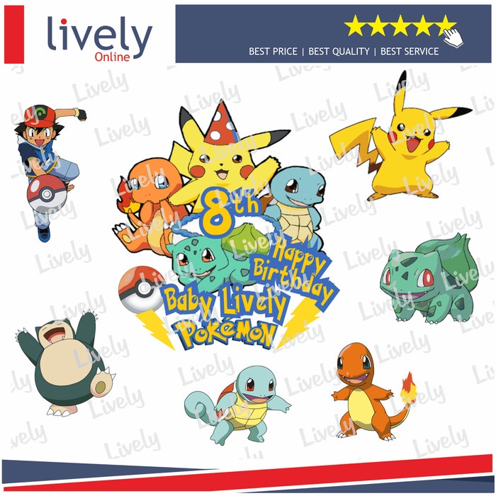 Jual Custom Nama Cake Topper Karakter POKEMON Hiasan Kue | Shopee Indonesia