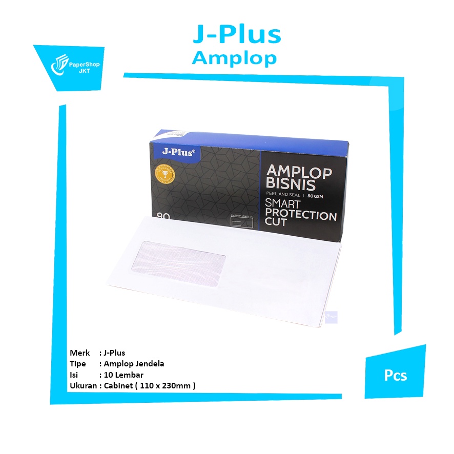 Jual J-Plus - Amplop Putih Jendela Kiri Dan Kanan No.90 80gsm - 10 Pcs ...