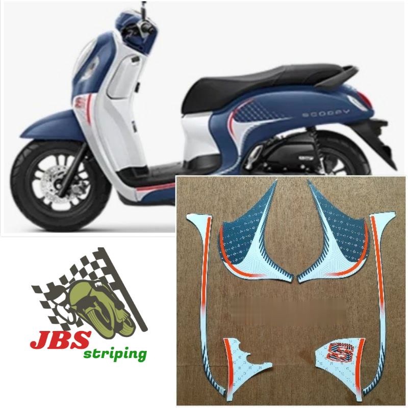 Jual Striping Honda Scoopy Fashion Blue biru tahun 2023 2024 striping ...