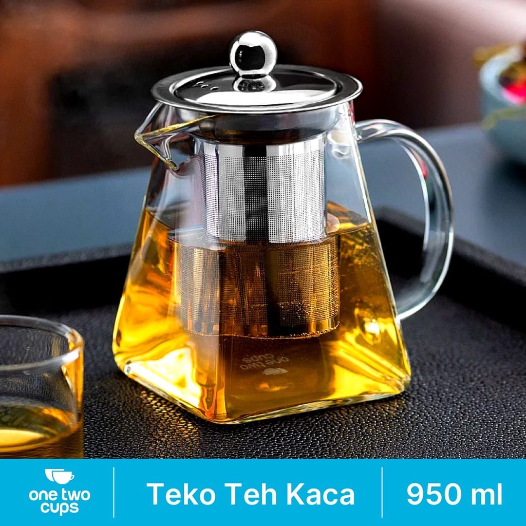 Jual One Two Cups Teko Teh Kaca Tahan Panas Glass Teapot dengan Saringan 950 ml | Shopee Indonesia