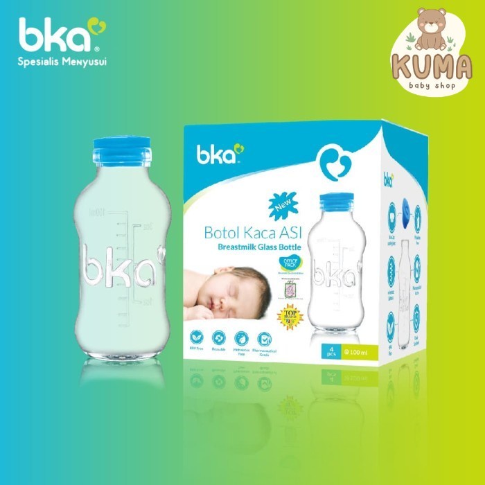 Jual BKA Botol Kaca ASI Botol Susu ASI BKA 100 ml isi 4pcs | Shopee ...
