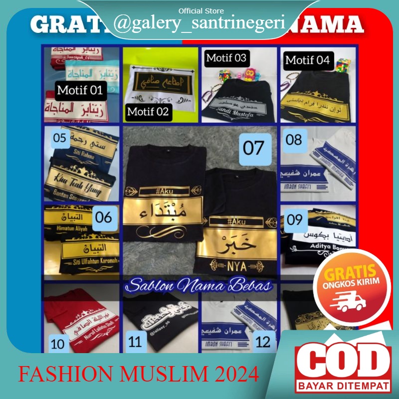 Jual Baju Santri Request Nama Arab Lengan Panjang Salafi Salafy Request ...