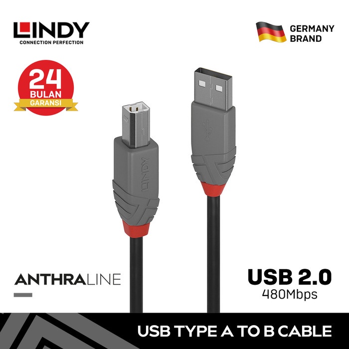 Jual LINDY 2M Kabel Data USB 2.0 Type A to B Cable Printer Soundcard ...