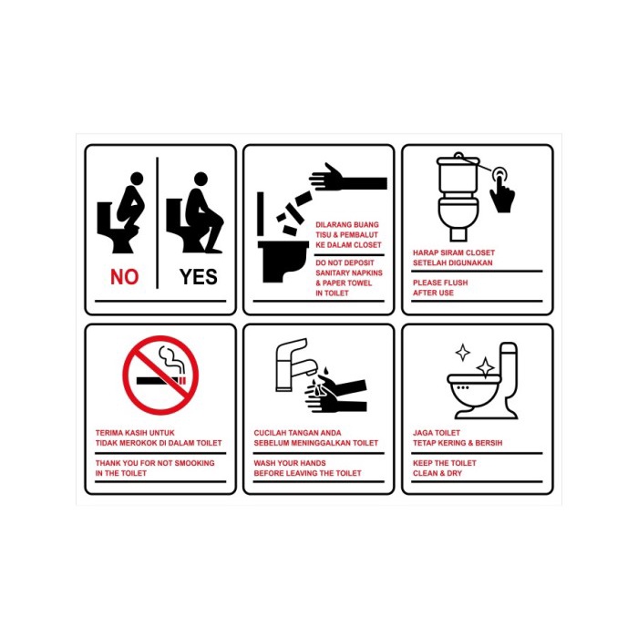 Jual STIKER TATA CARA PENGGUNAAN TOILET 15 X 20 cm sign rambu k3 ...
