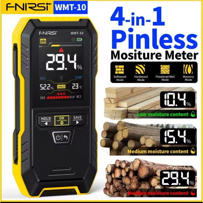 Jual Alat Ukur Kelembaban Kayu FNIRSI WMT-10 Inductive Wood Moisture ...