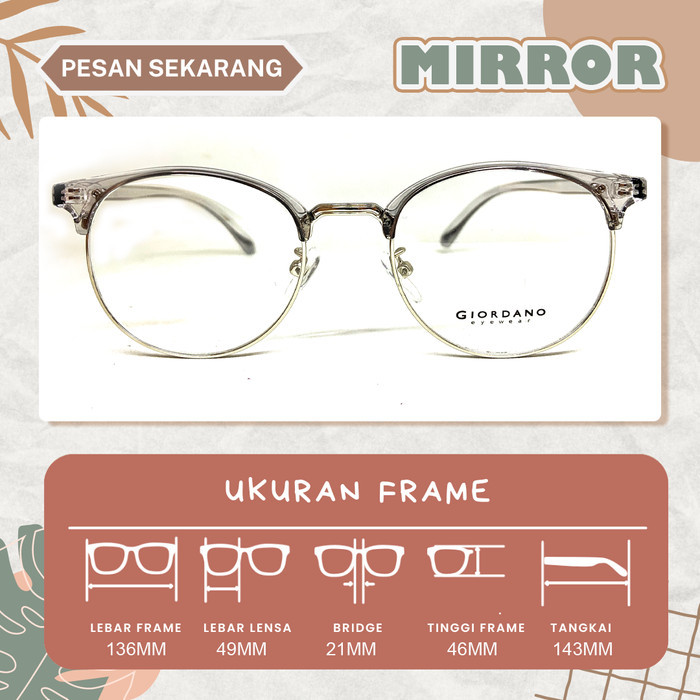 Jual Frame Kacamata Pria / Wanita Titanium GRD 6214 Lebar Frame 136 mm Size 49 Model Bulat Full ...