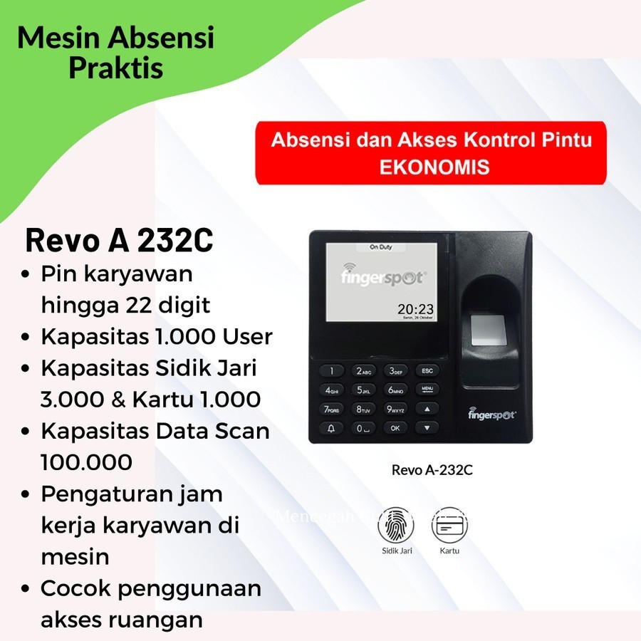 Jual Fingerspot Revo A-232C Mesin Absensi Fingerprint Sidik Jari Scan ...