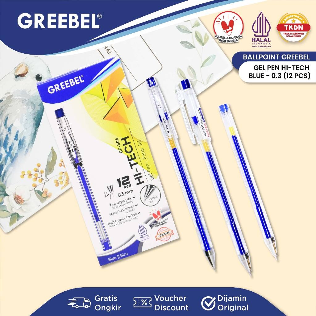 Jual Gel Pen Greebel Pulpen Gel Pen 0.3Mm / Gel Pen Hi-Tech (Gp-506) | Shopee Indonesia