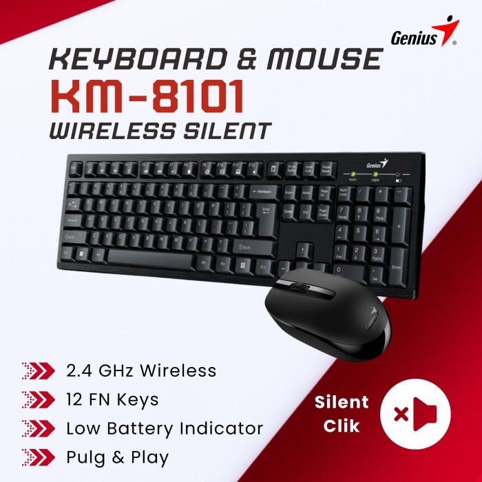 Jual GENIUS KM-8101 WIRELESS KEYBOARD MOUSE COMBO GENIUS KM8101 ORIGINAL | Shopee Indonesia