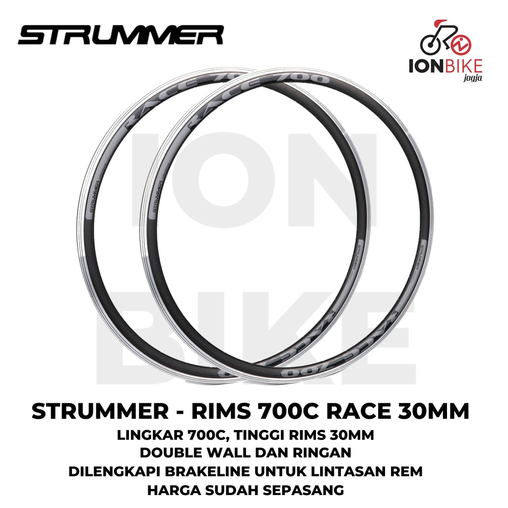 Jual Velg Strummer Race 700c 32 Hole 30mm Brakeline CNC Rim Rims Sepeda ...