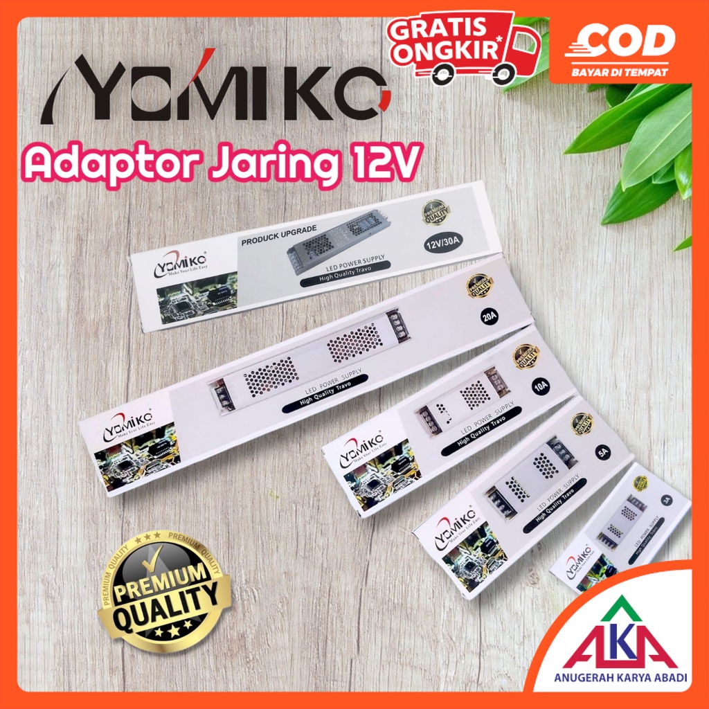 Jual YOMIKO Ultra Slim Power Supply LED Adaptor Jaring 12V 3A 5A 10A ...
