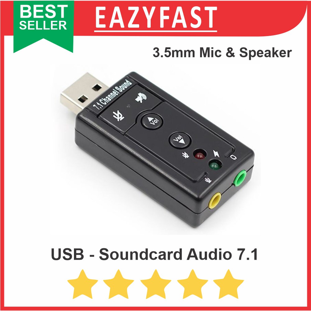 Jual USB Soundcard 7.1 Adapter 3.5mm Audio Speaker Microphone Laptop PC ...