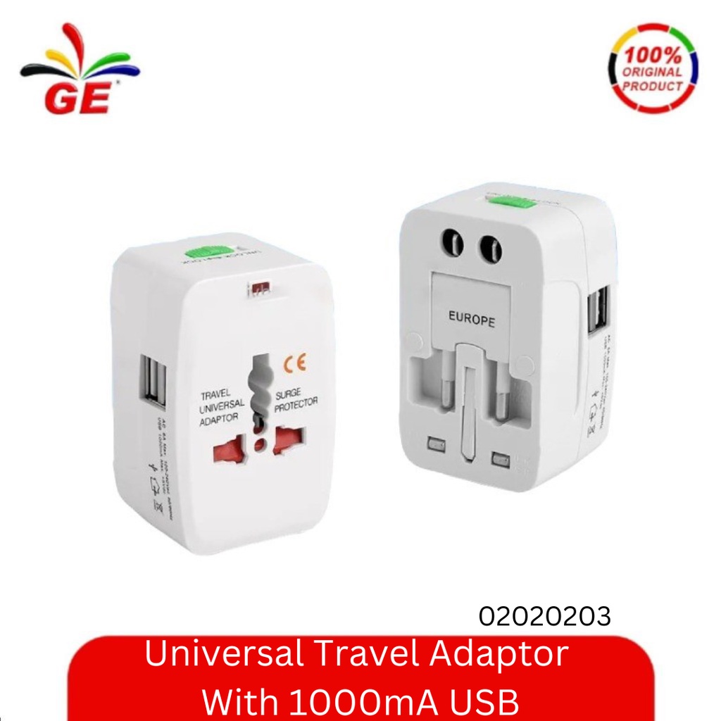 Jual Universal Travel Adaptor With 1000mA USB - 02020203 | Shopee Indonesia