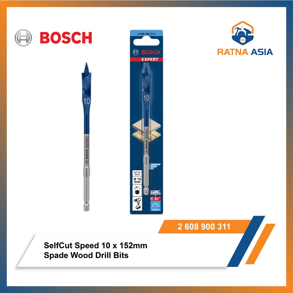 Jual Mata Bor Kayu Kipas Spade Bosch 10 x 152mm Selfcut Speed - Hex ...