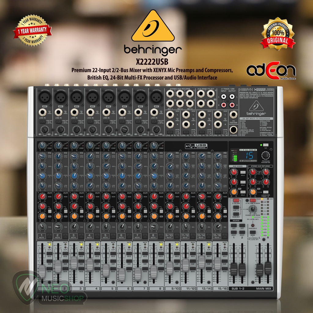 Jual Behringer X2222USB Mixer 22-Input 2/2-Bus and USB/Audio Interface ...