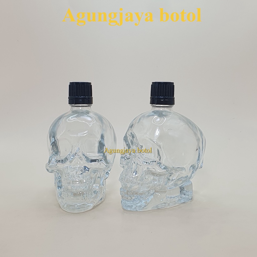 Jual Botol Kaca Kosmetik Skull 120 Ml Tengkorak Clear Original Tutup ...