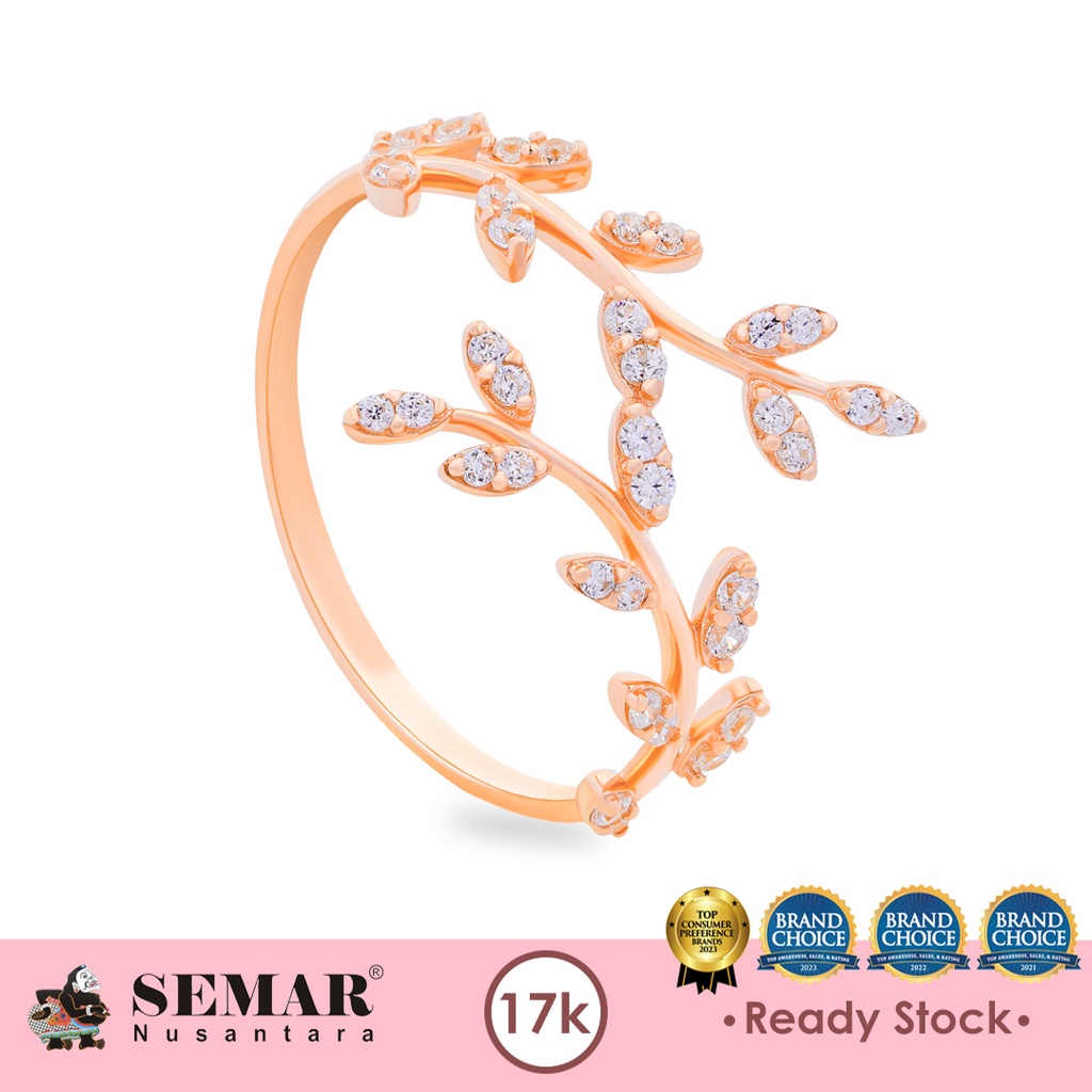 Jual Cincin Emas Spring Leaf Rose Gold 17K Semar Nusantara | Shopee ...