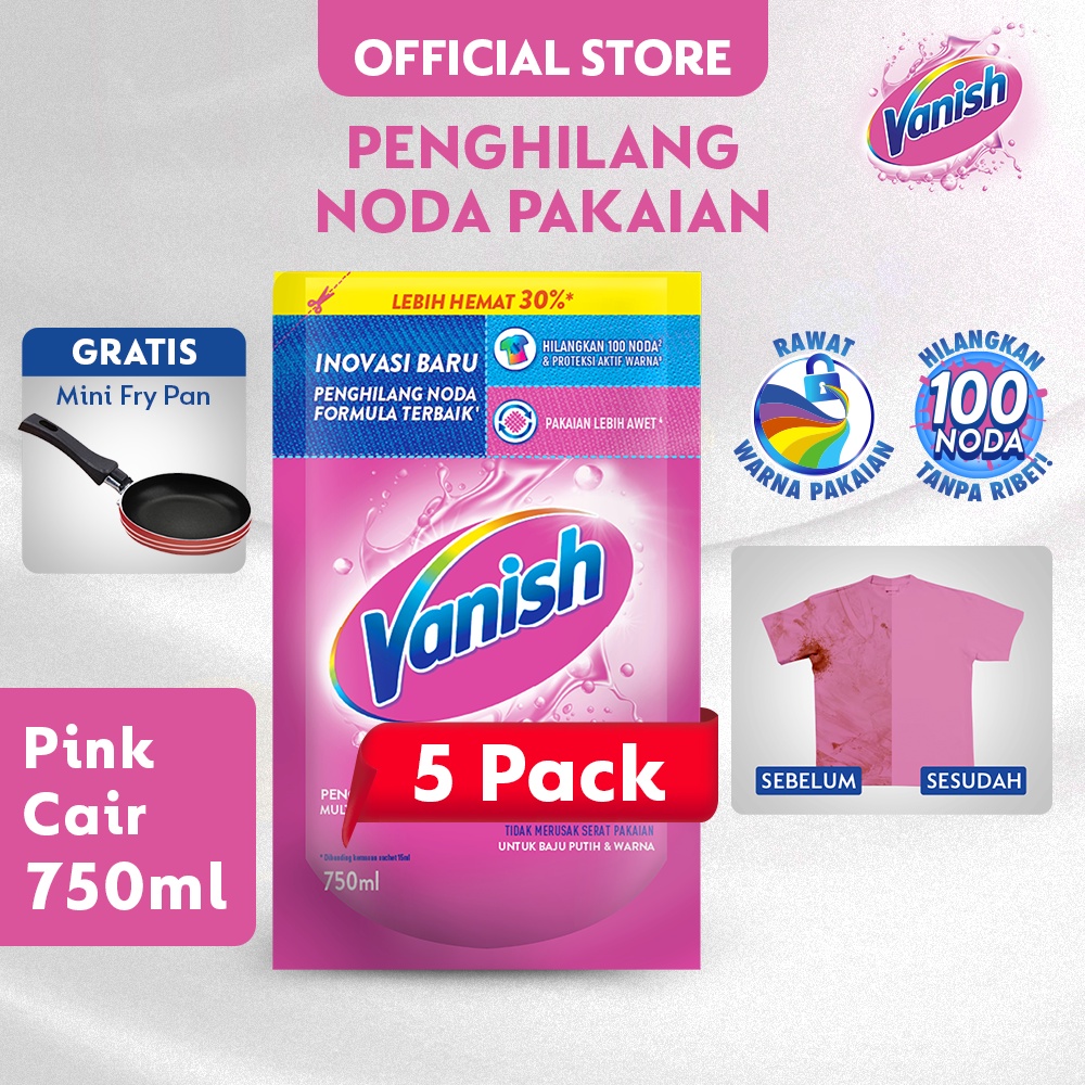 Jual Vanish Pink Liquid 750ml Refill x5 FREE Mini Fry pan GM Bear ...