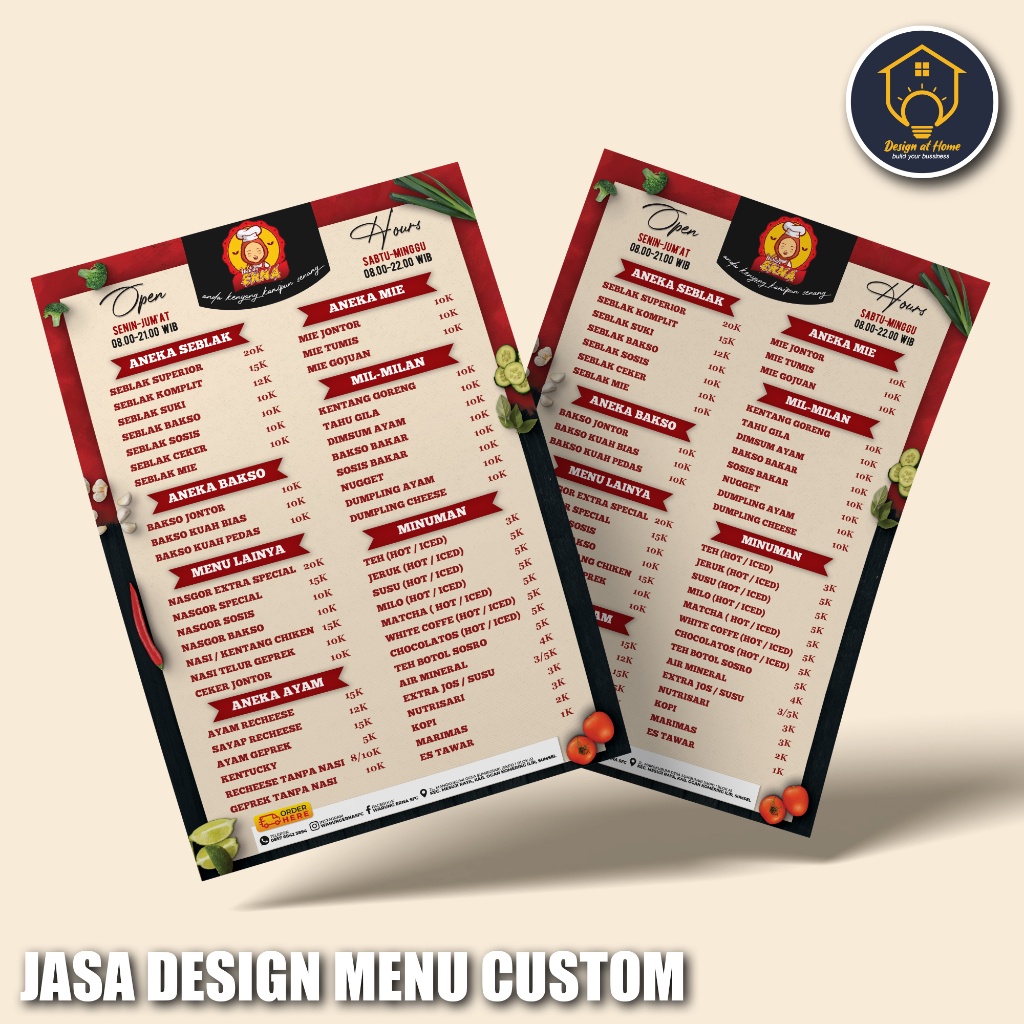 Jual JASA DESAIN MENU RESTAURANT/UMKM/MAKANAN/MINUMAN/DESIGN ...