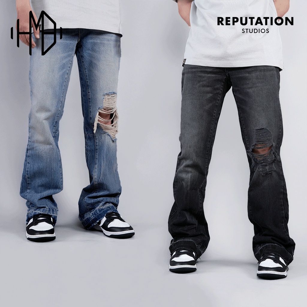 Jual Reputation Studios Knee Blowout Flare Denim Reputationstudios ...