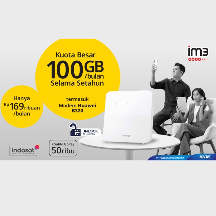 Jual Modem Wifi Huawei B320 bundling indosat IM3 1200GB 1th | Shopee ...