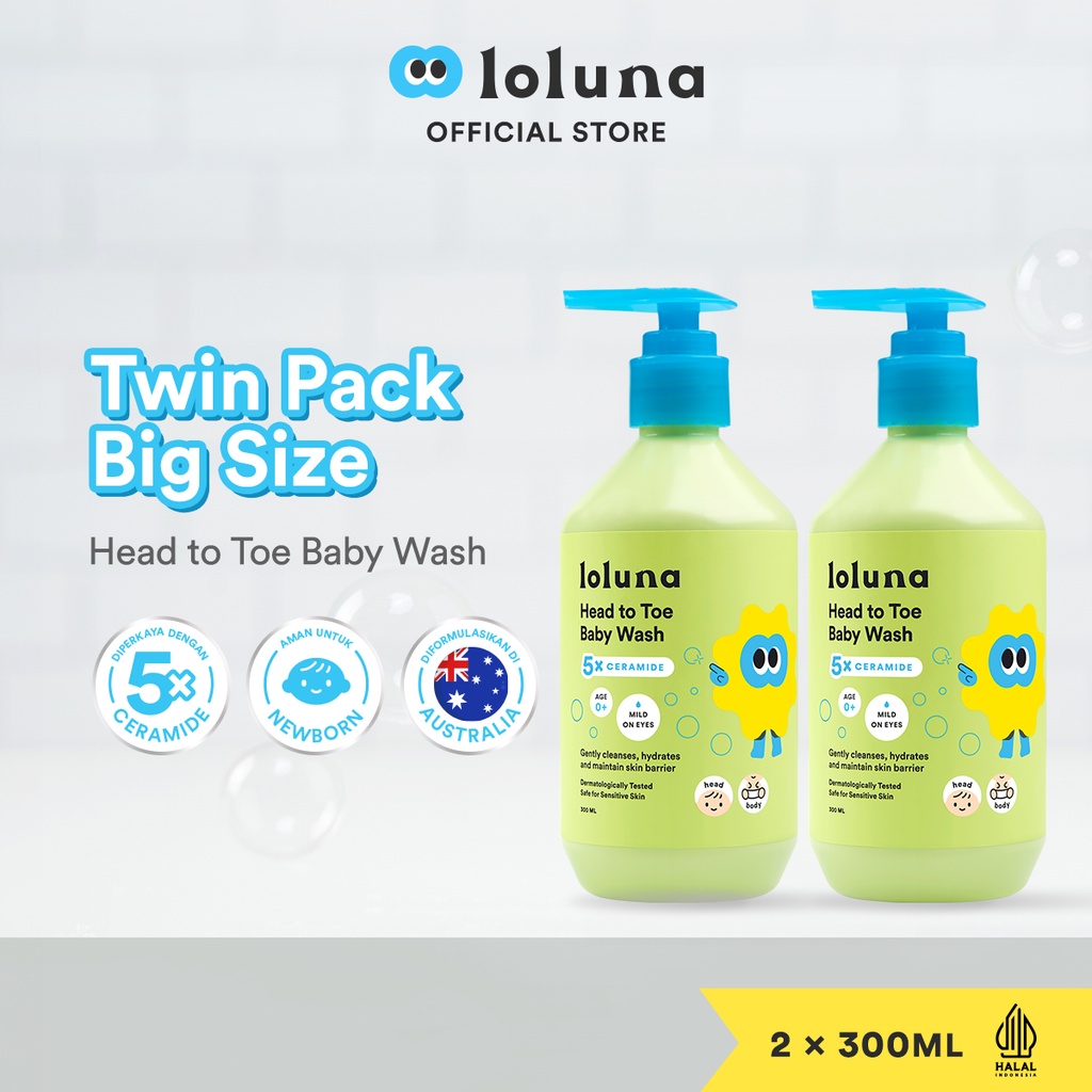Jual Loluna Head to Toe Wash 2x300ml - Sabun Sampo Mandi Perawatan ...
