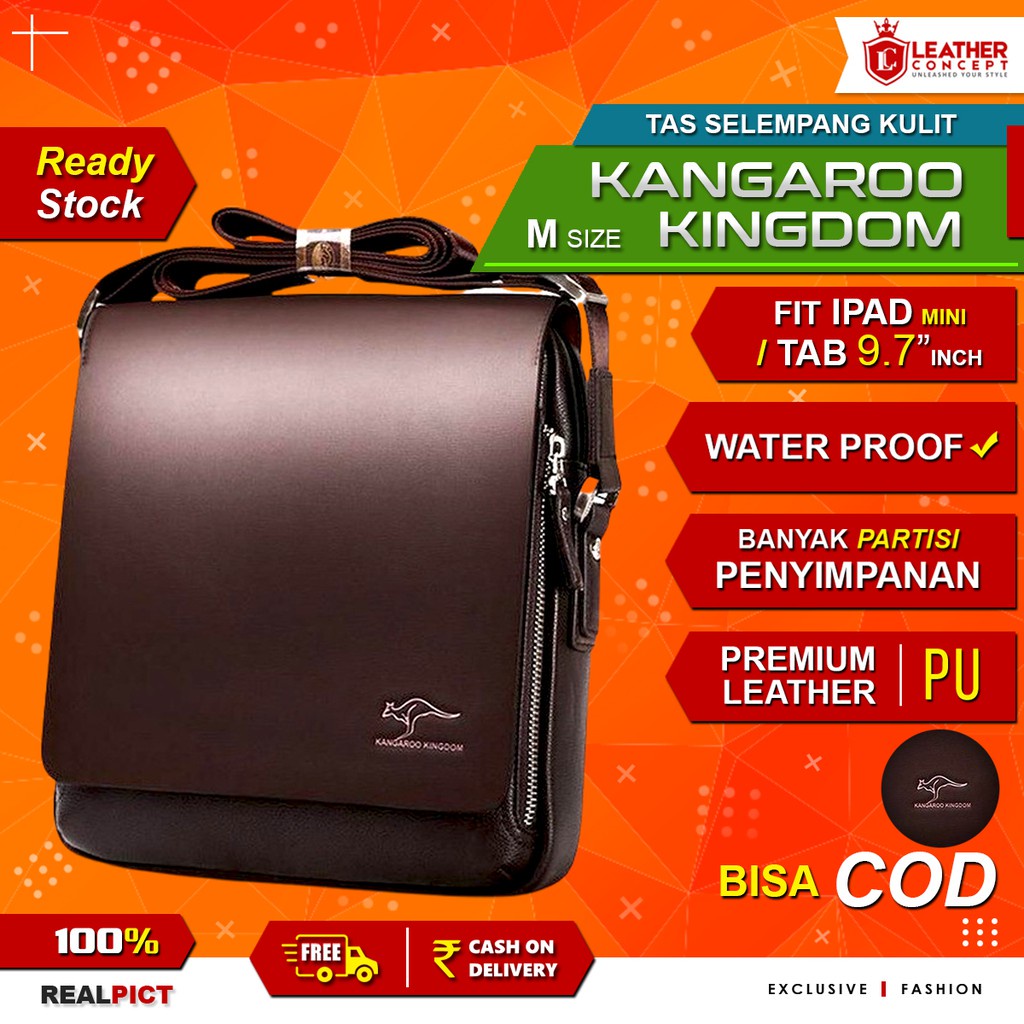 Jual LEATHER CONCEPT Tas selempang kulit pria - KANGAROO KINGDOM ...