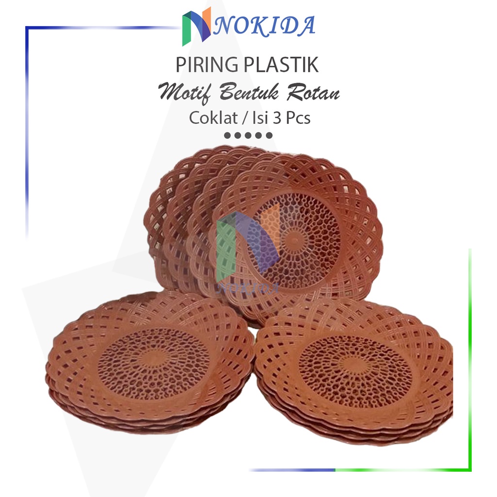 Jual Nokida Piring Plastik Model Rotan / Alat Peralatan Makan ...