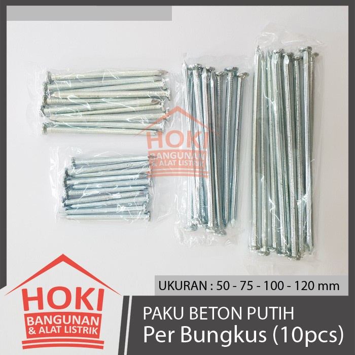 Jual PAKU BETON PUTIH 5 7,5 10 12 cm PER BUNGKUS isi 10pcs - Dinding Tembok Baja 50 75 100 120 ...