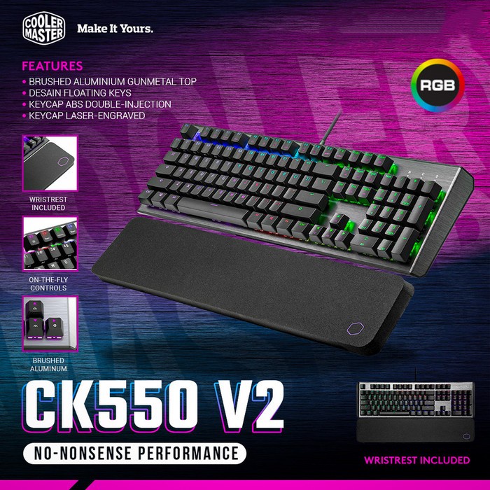 Jual Keyboard Cooler Master CK550 V2 RGB Mechanical Keyboard Gamin ...